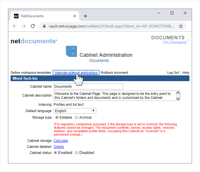 NetDocuments Setup | DocMinder Knowledgebase